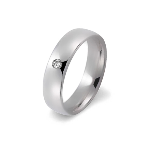 Impressive 6mm Wedding Ring with a Solitaire Diamond - Rings for gay ...